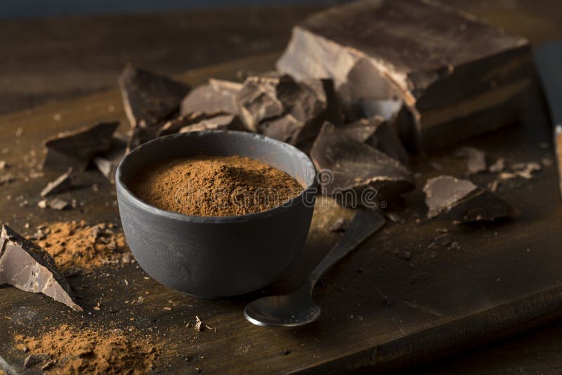 Raw Organic Dark Chocolate Cocoa Powder Stock Photo - Image of caffeine ...