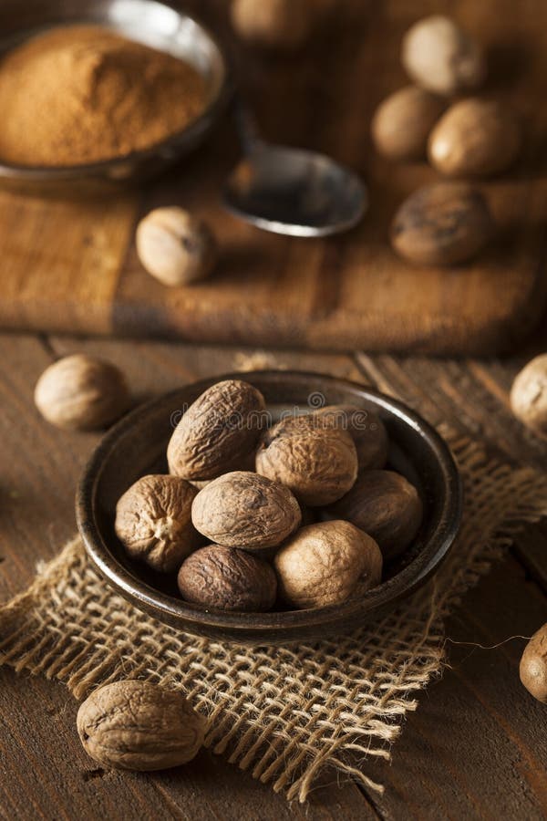 Raw Organic Dry Nutmeg stock photo. Image of seed, aroma - 49603220