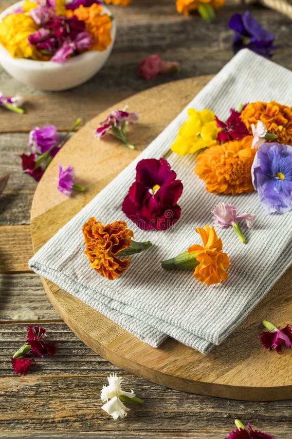 Raw Organic Edible Flowers stock photo. Image of eating - 91423234