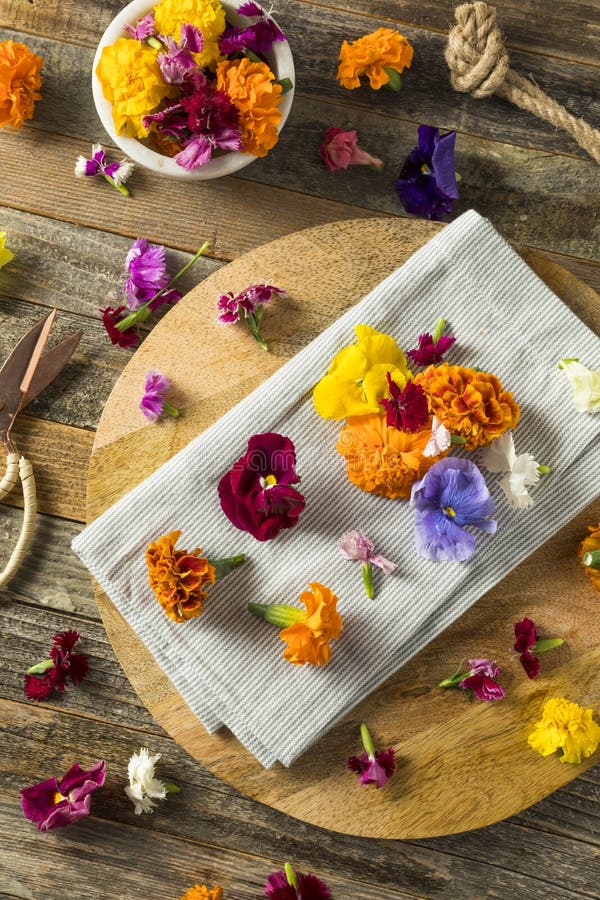 Raw Organic Edible Flowers stock image. Image of gourmet - 91423209