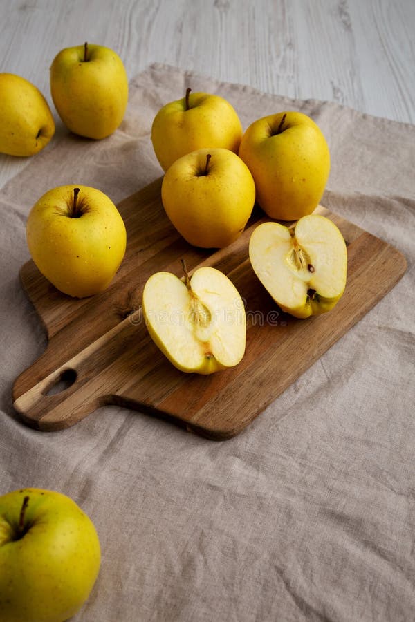 Raw Organic Golden Apples Ready To Eat, Low Angle View Stock Image ...