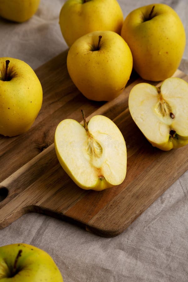Raw Organic Golden Apples Ready To Eat, Low Angle View Stock Image ...