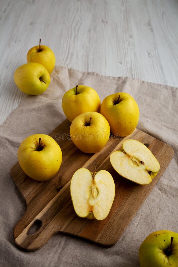 Raw Organic Golden Apples Ready To Eat, Side View. Copy Space Stock ...