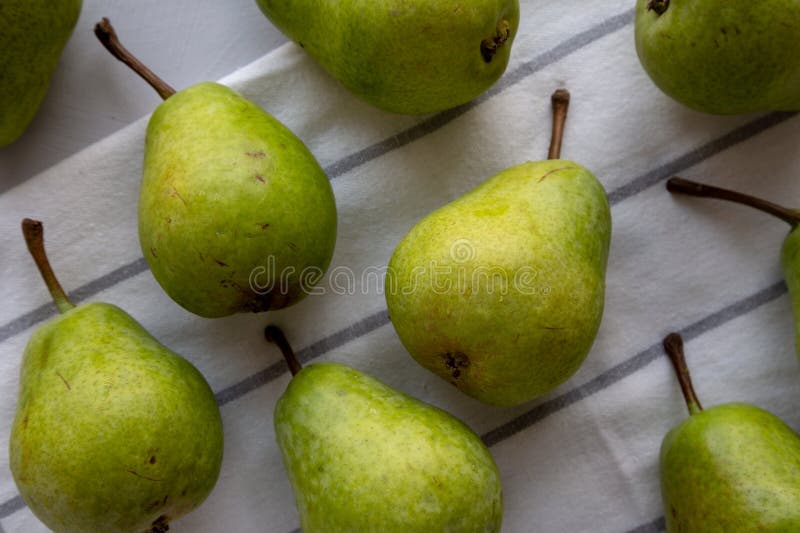 Raw Organic Lucas Pears in a Bunch, Top View Stock Image - Image of ...
