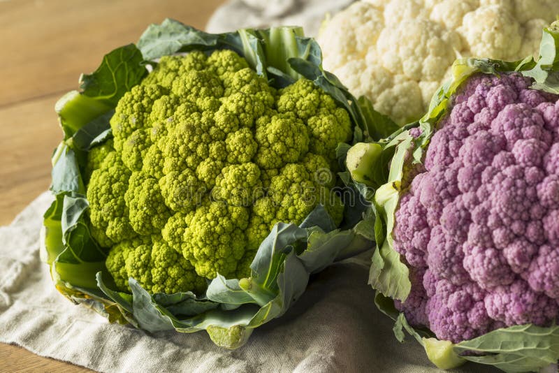 Raw Organic Multi Colored Cauliflower Stock Image - Image of broccoli ...
