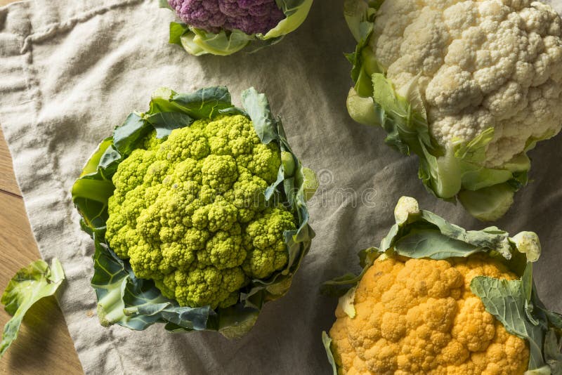 Raw Organic Multi Colored Cauliflower Stock Image - Image of green ...