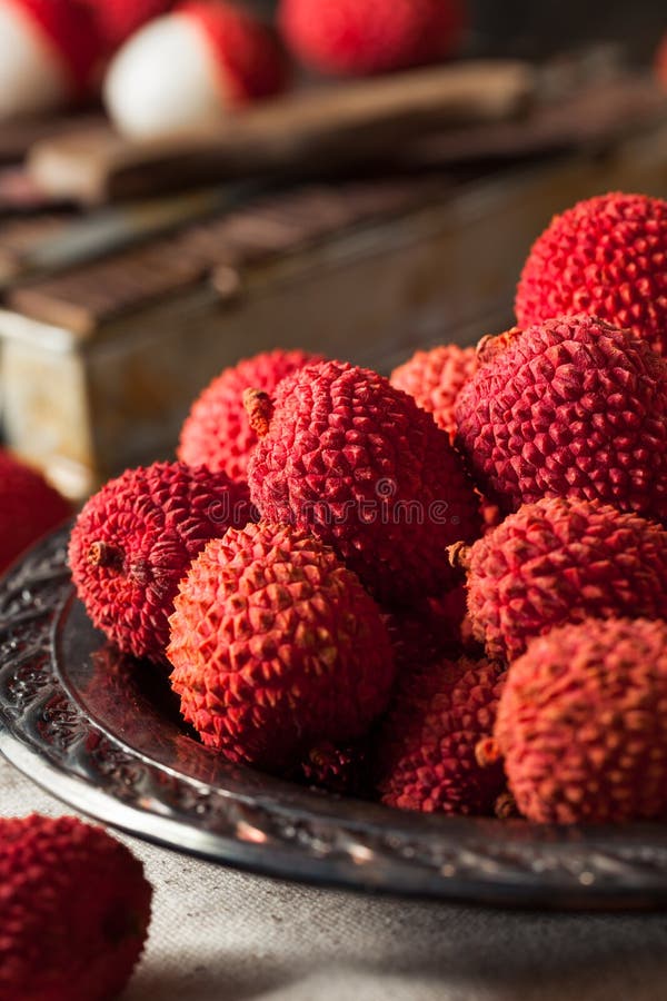 Raw Organic Red Lychee Berries Stock Image - Image of leechee, gourmet ...