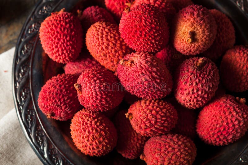 Raw Organic Red Lychee Berries Stock Photo - Image of leche, bunch ...