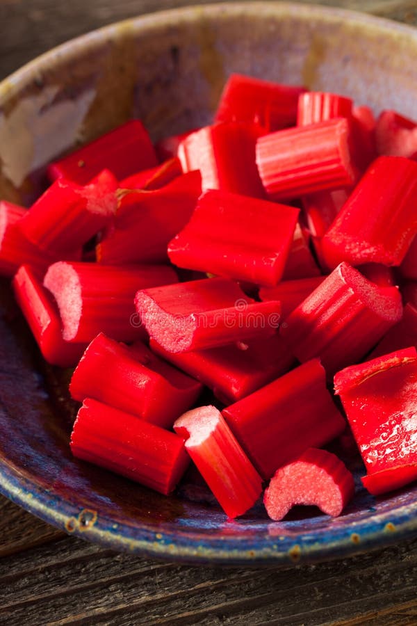 Raw Organic Red Rhubarb stock photo. Image of harvest - 68505486