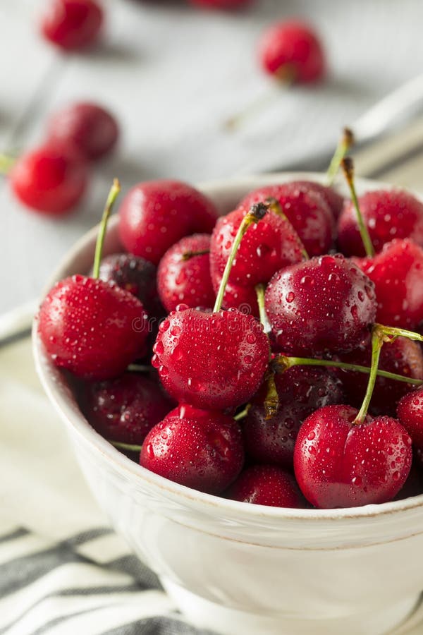Raw Organic Red Sweet Cherries Stock Photo - Image of dessert, sour ...