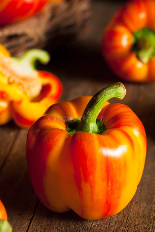 Raw Organic Striped Red Bell Pepper Stock Image - Image of fresh, spice ...
