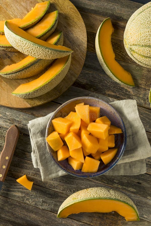 Raw Organic Tuscan Melon Cantaloupe Stock Image - Image of juicy ...
