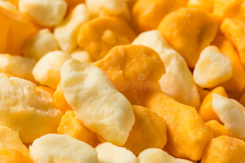 Raw Organic Yellow and White Cheese Curds Stock Image - Image of ...