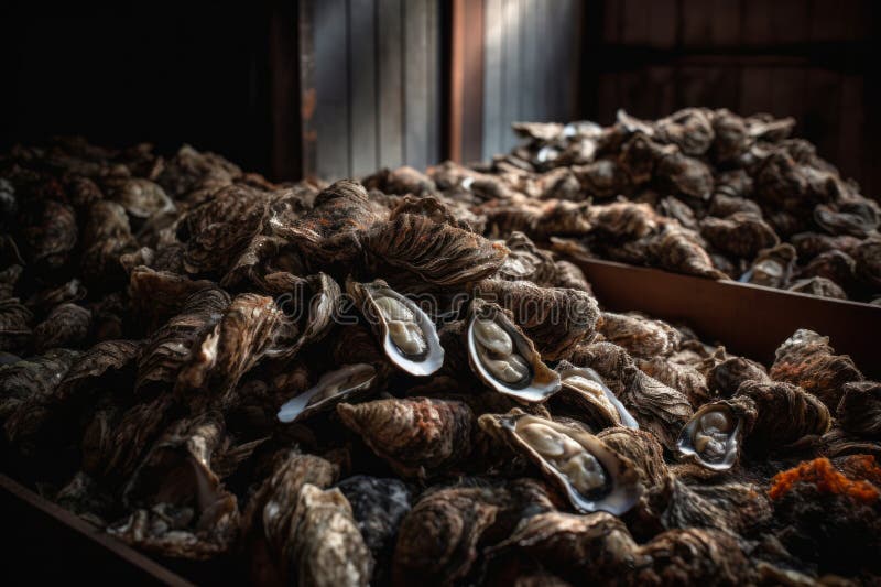 Raw Oysters, Sea Shellfish Generative Ai Stock Illustration ...