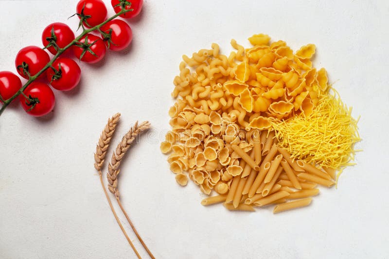 Raw Pasta of Different Types; Durum Wheat Varieties Slightly Different ...