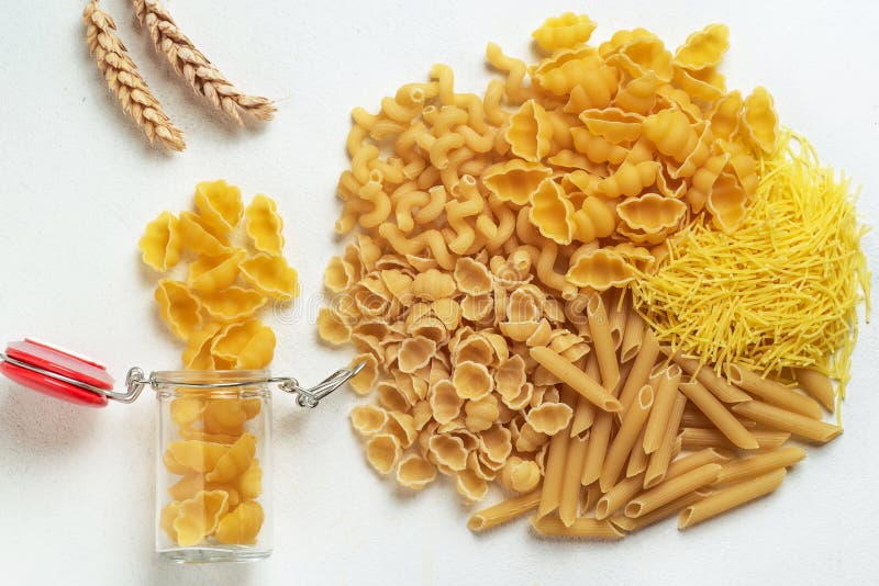 Different Types of Pasta Shells Long Noodles Twisted Spiral and Small ...