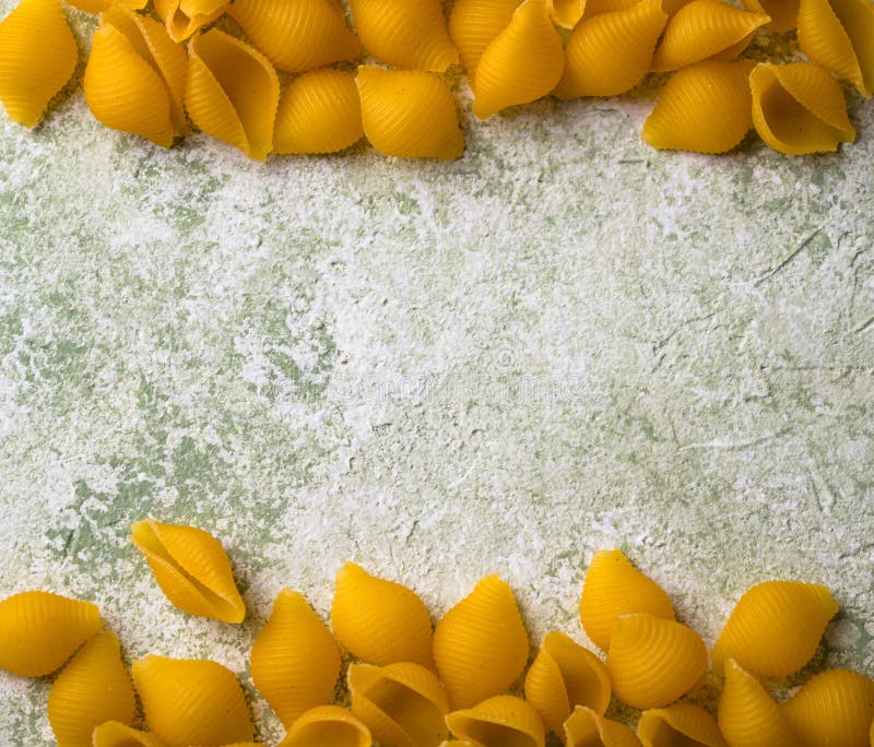 Raw Pasta in Shape of Shells Stock Image - Image of cuisine, food ...