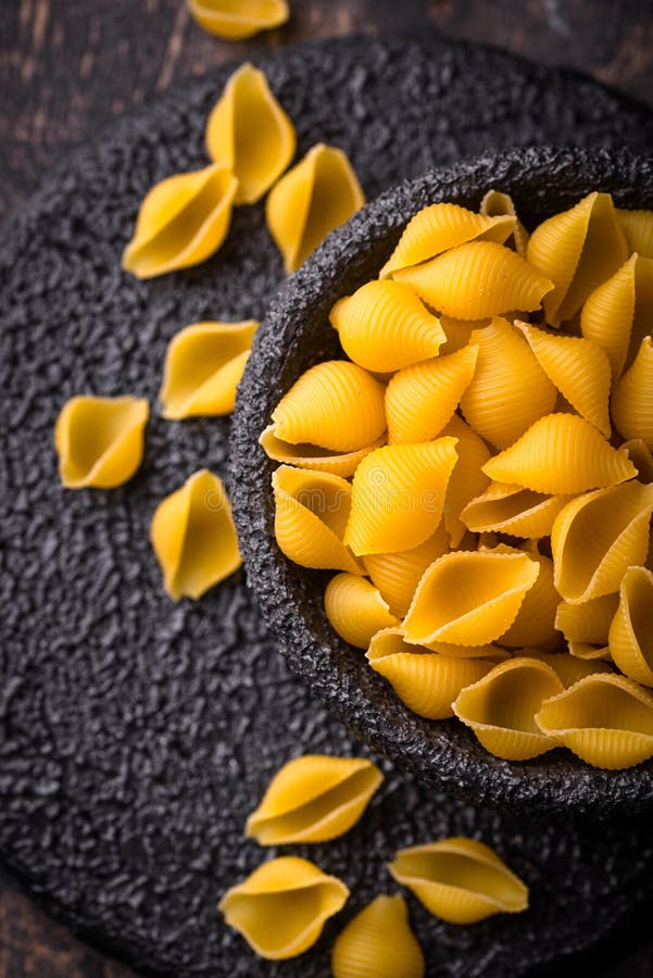 Raw Pasta in Shape of Shells Stock Image - Image of italian, ingredient ...