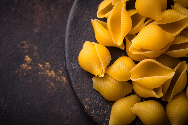 Raw Pasta in Shape of Shells Stock Image - Image of shells, ingredient ...