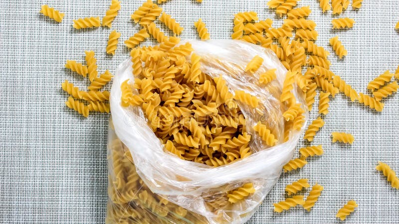 Raw Pasta Spirals in a Clear Cellophane Bag Stock Image - Image of meal ...