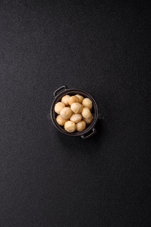 Raw Peeled Macadamia Nut in Ceramic Bowl Stock Image - Image of shell ...