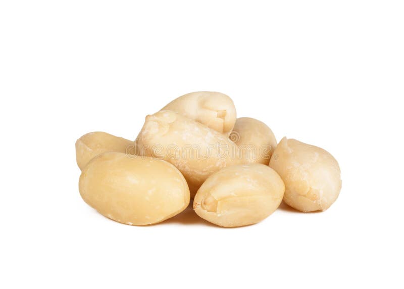 Raw Peeled Peanuts, Heap Isolated on White, Close-up Stock Photo ...