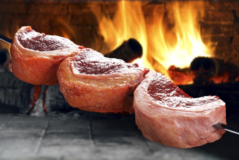Raw Picanha on a skewer stock image. Image of fresh, closeup - 60174759