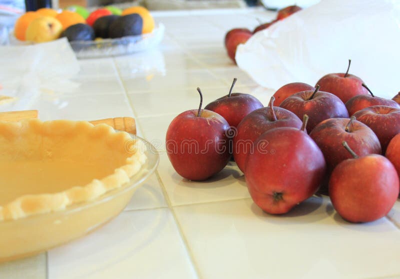 Raw Pie Crust and Organic Apples Stock Photo - Image of baked, coat ...