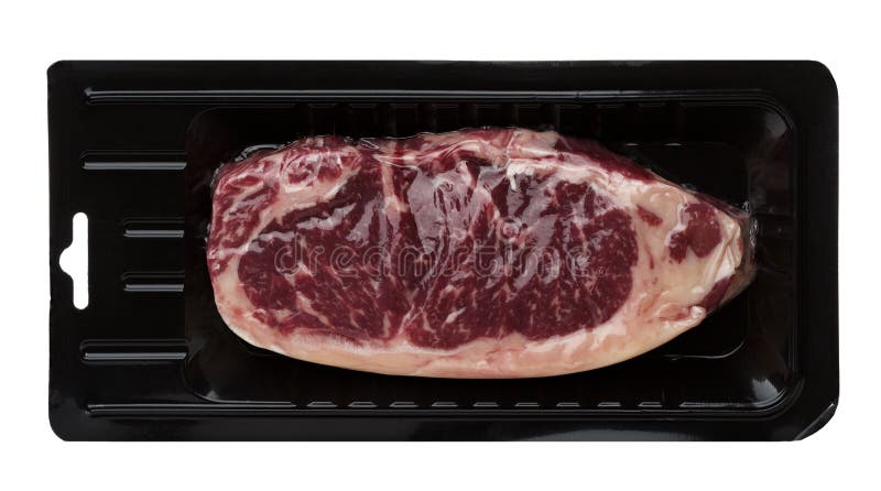 Raw Piece of Beef for Steak in Vacuum Packaging Isolated on White Stock ...