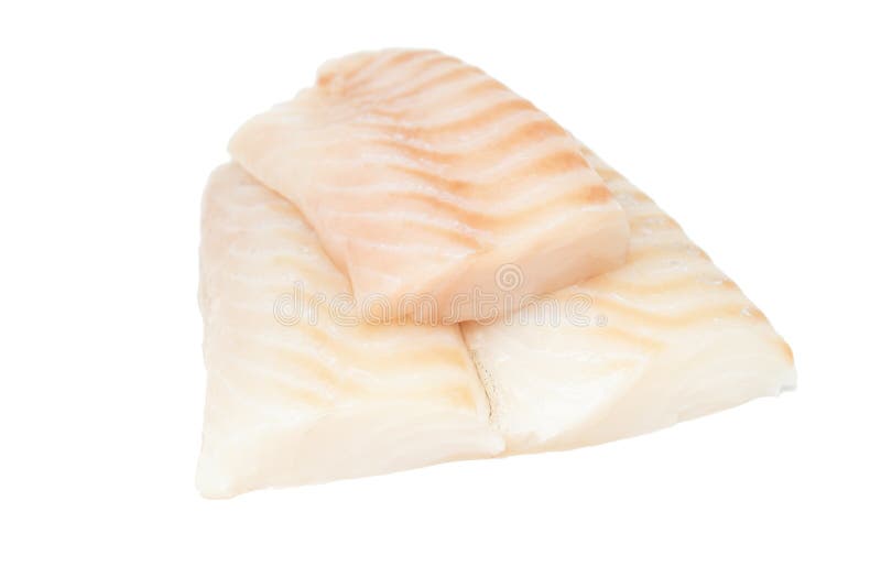 Raw Pieces of Cod Fish Loins Isolated on White Background Stock Photo ...