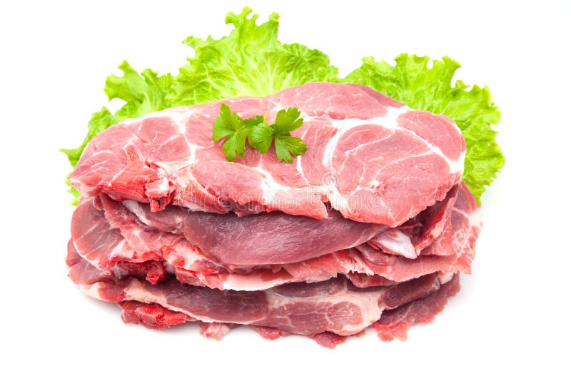 Raw pig meat stock image. Image of bloody, bone, lettuce - 25388355