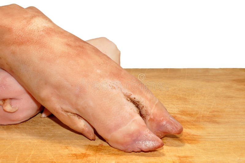 Raw Pig Trotters stock image. Image of wood, swine, cutting - 37989291