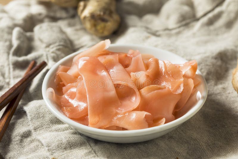 Raw PInk Pickled Sliced Ginger Stock Image - Image of pink, background ...