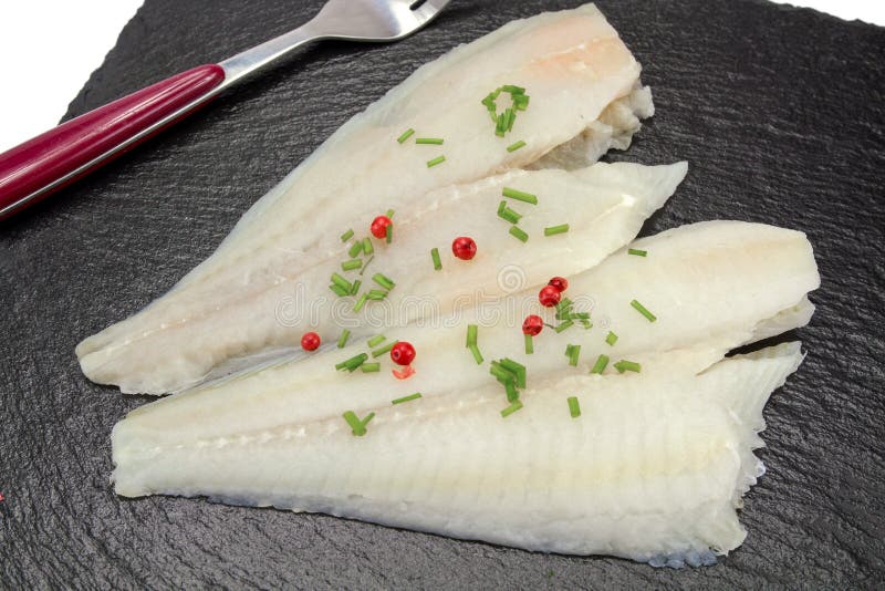 Raw plaice fillet stock photo. Image of plate, isolated - 164032242