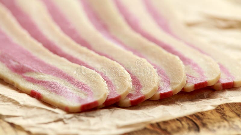 Raw Plant Based Vegan Bacon Pieces on Crumpled Paper Stock Image ...