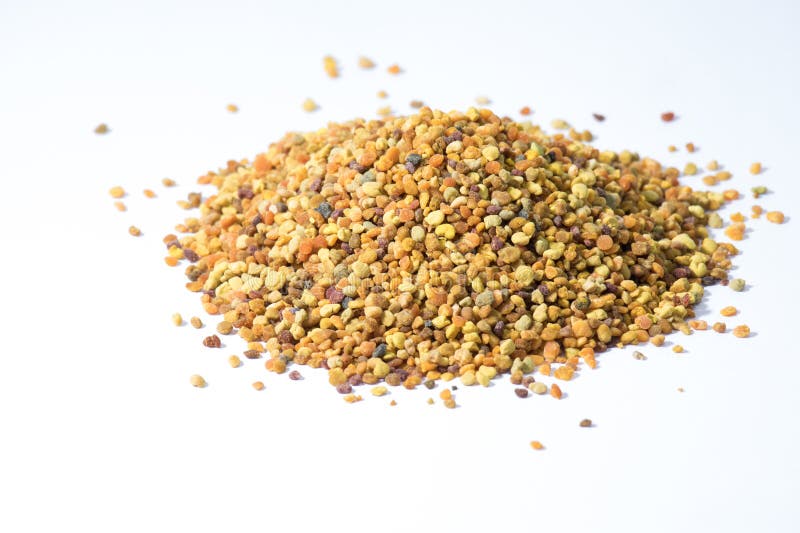 Raw Pollen Grain Isolated on White Stock Photo - Image of diet, macro ...