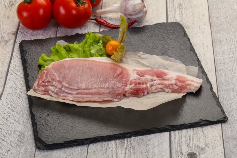 Raw pork bacon stock image. Image of isolated, appetizing - 153412643