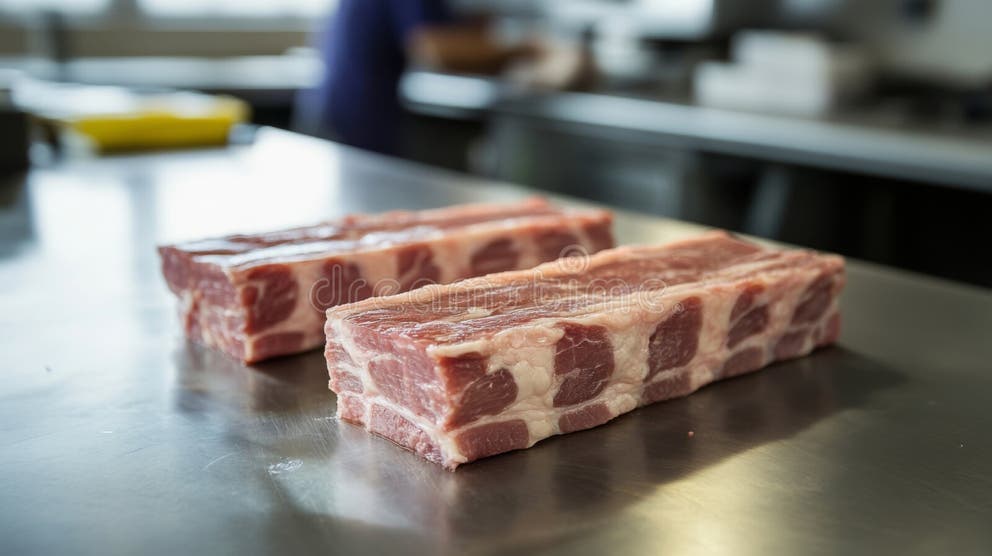 Raw Pork Belly Blocks Ready for Processing Stock Illustration ...