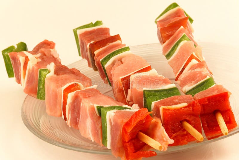 Raw pork brochettes stock image. Image of barbecue, meat - 23703375