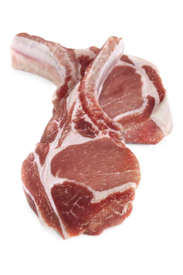Raw pork cutlets stock photo. Image of organic, wooden - 12753152