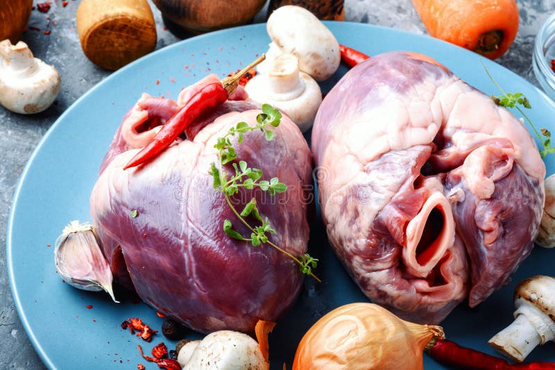 Raw pork heart stock photo. Image of kitchen, dieting - 141151054