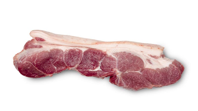 Raw Pork Hip Meat with Belly Skin on White Background Stock Photo ...
