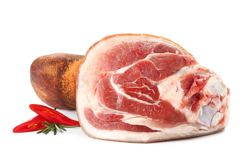 Raw Pork Leg on White Background. Fresh Meat Products Stock Photo ...