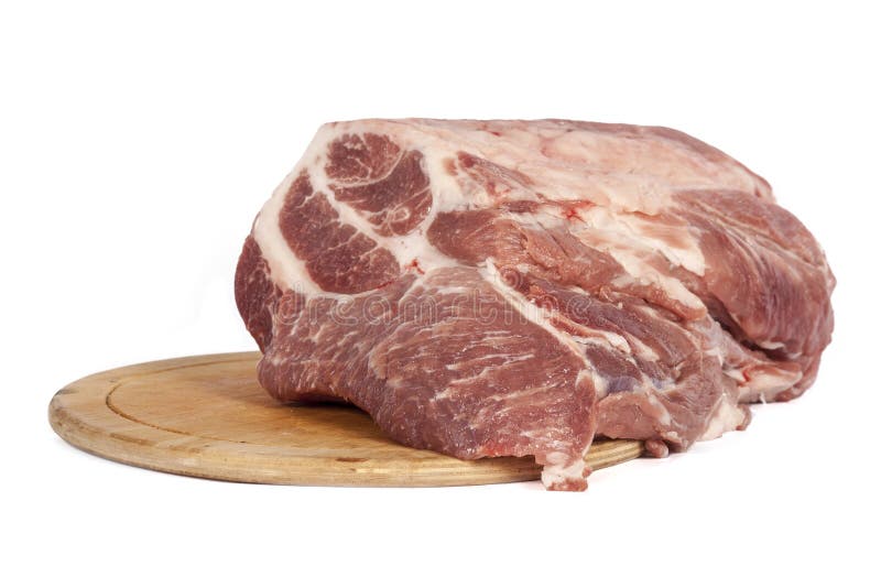 Raw Pork Meat on a Round Board Stock Image - Image of round, freshness ...