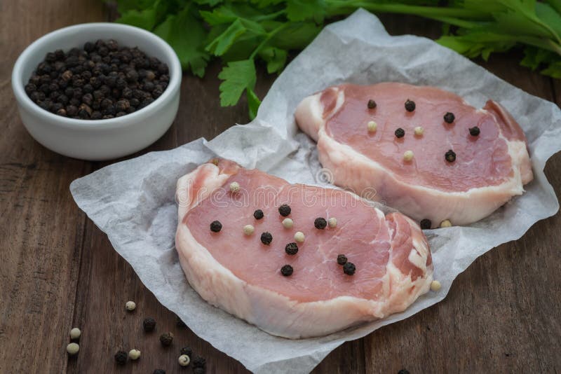 Raw Pork Meat Sliced on Paper Stock Image - Image of pork, dinner: 61021073