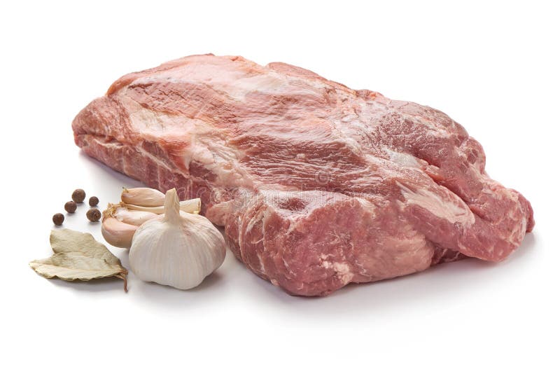 Raw Pork Neck Boneless, Close-up, Isolated on White Background Stock ...