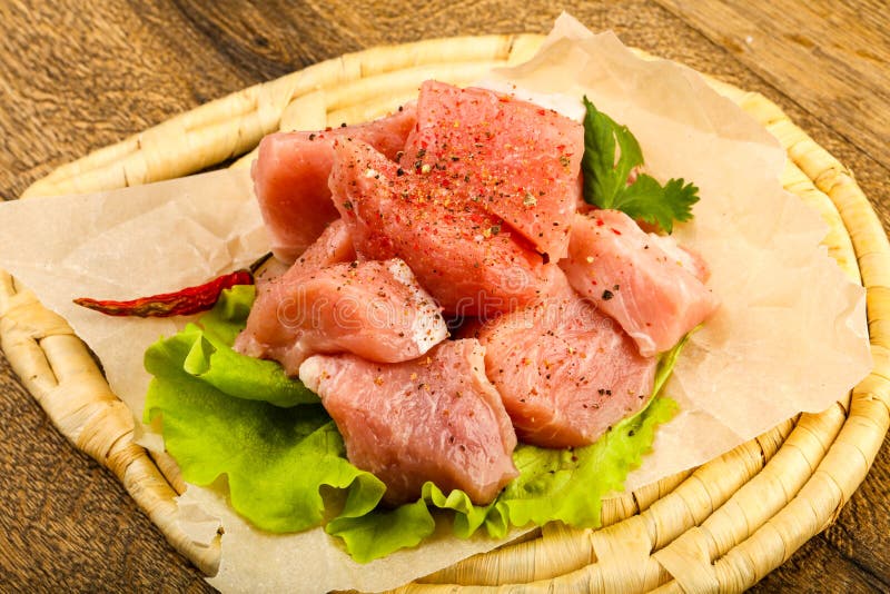 Raw pork pieces stock photo. Image of sliced, butcher - 112234162