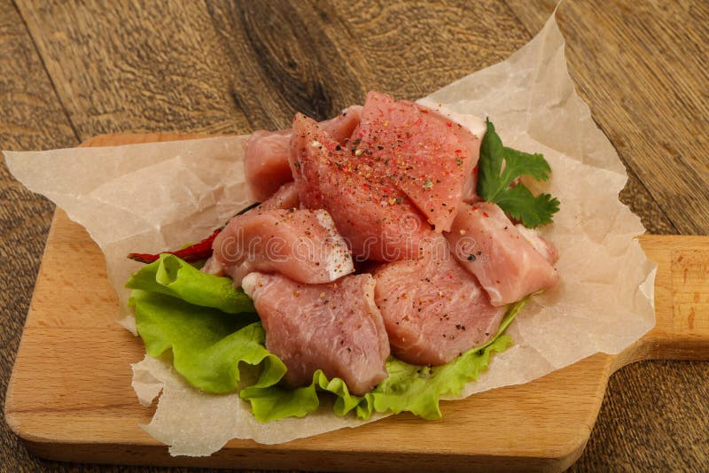 Raw pork pieces stock image. Image of ingredients, food - 112806311