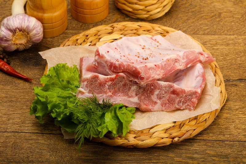 Raw pork ribs stock photo. Image of garlic, butcher - 112179628