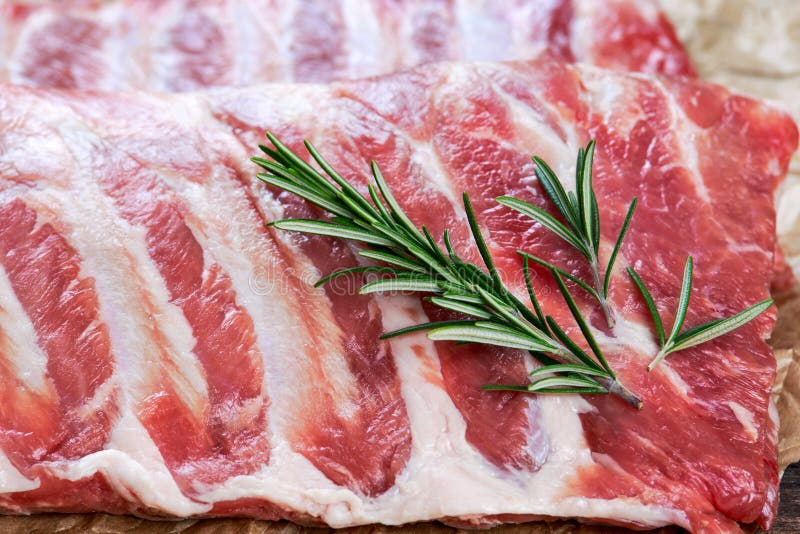 Raw Pork Ribs. on Crumpled Paper Stock Image - Image of planks, america ...